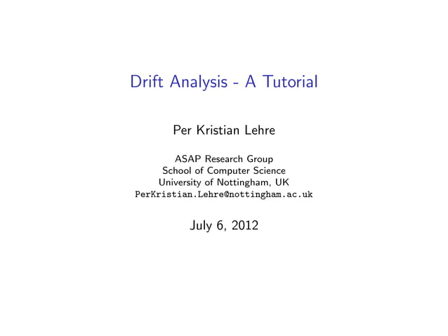 Drift Analysis - A Tutorial | PDF