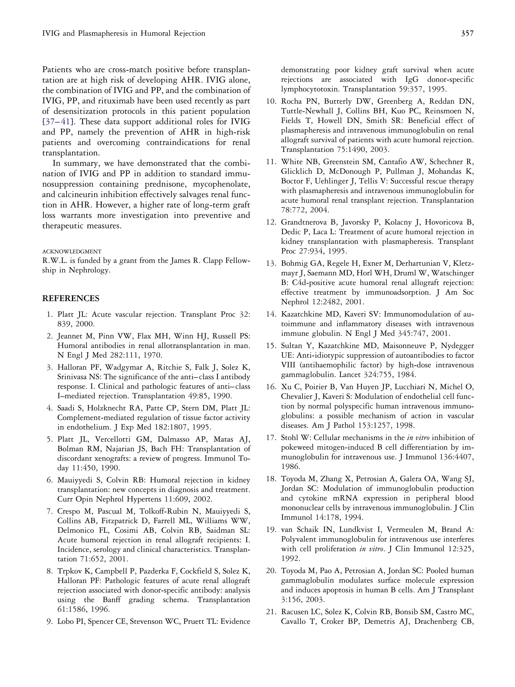 Intravenous Immunoglobulin and Plasmapheresis in Acute Humoral ...