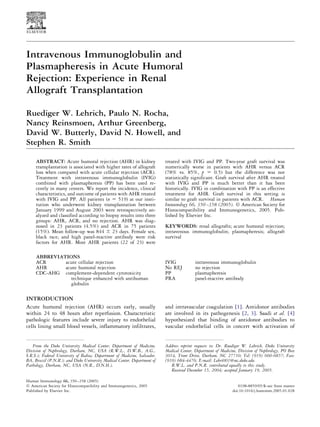 Intravenous Immunoglobulin and Plasmapheresis in Acute Humoral ...