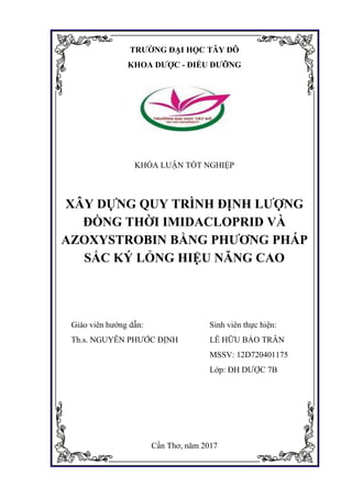 Quy trình định lượng đồng thời chuẩn imidacloprid và azoxystrobin | PDF