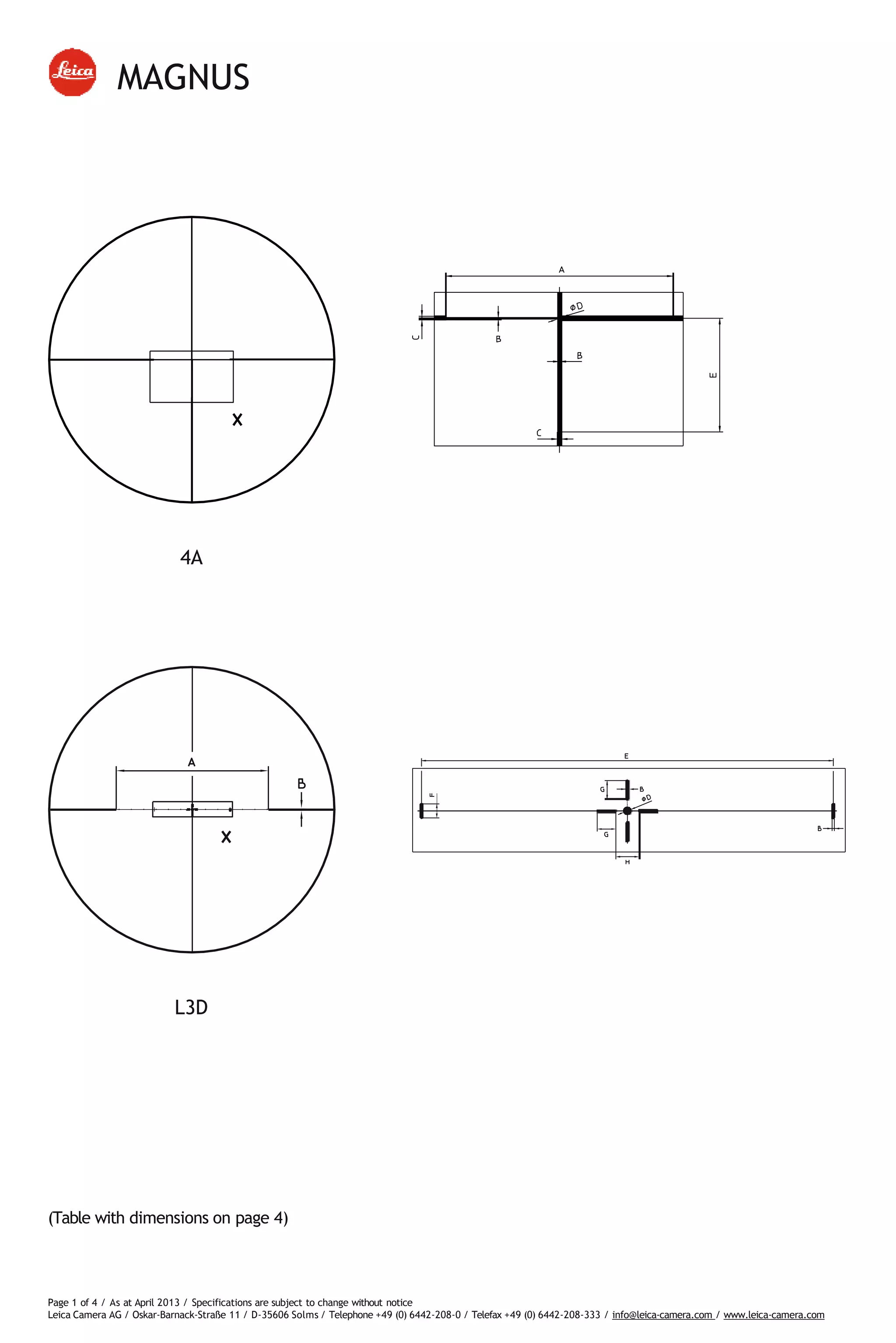 Technical data LEICA Magnus Riflescopes Reticles Subtensions | Optics ...