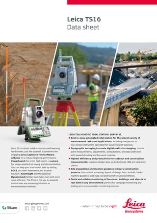 Jual Total Station Leica TS16 : Robotic Total Station | PDF