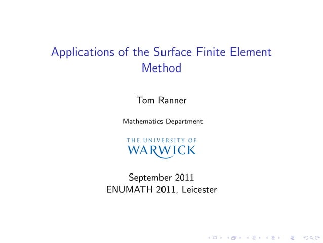 Applications of the surface finite element method | PPT