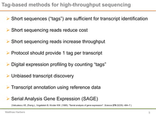 Tag-based transcript sequencing: Comparison of SAGE and CAGE | PDF