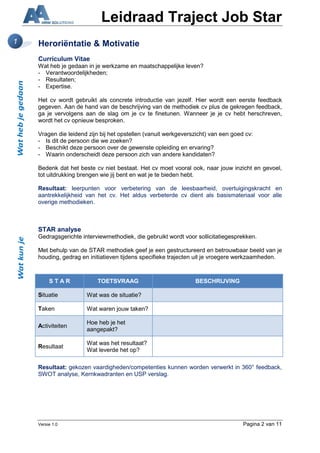 Leidraad Traject Job Star 1 | PDF