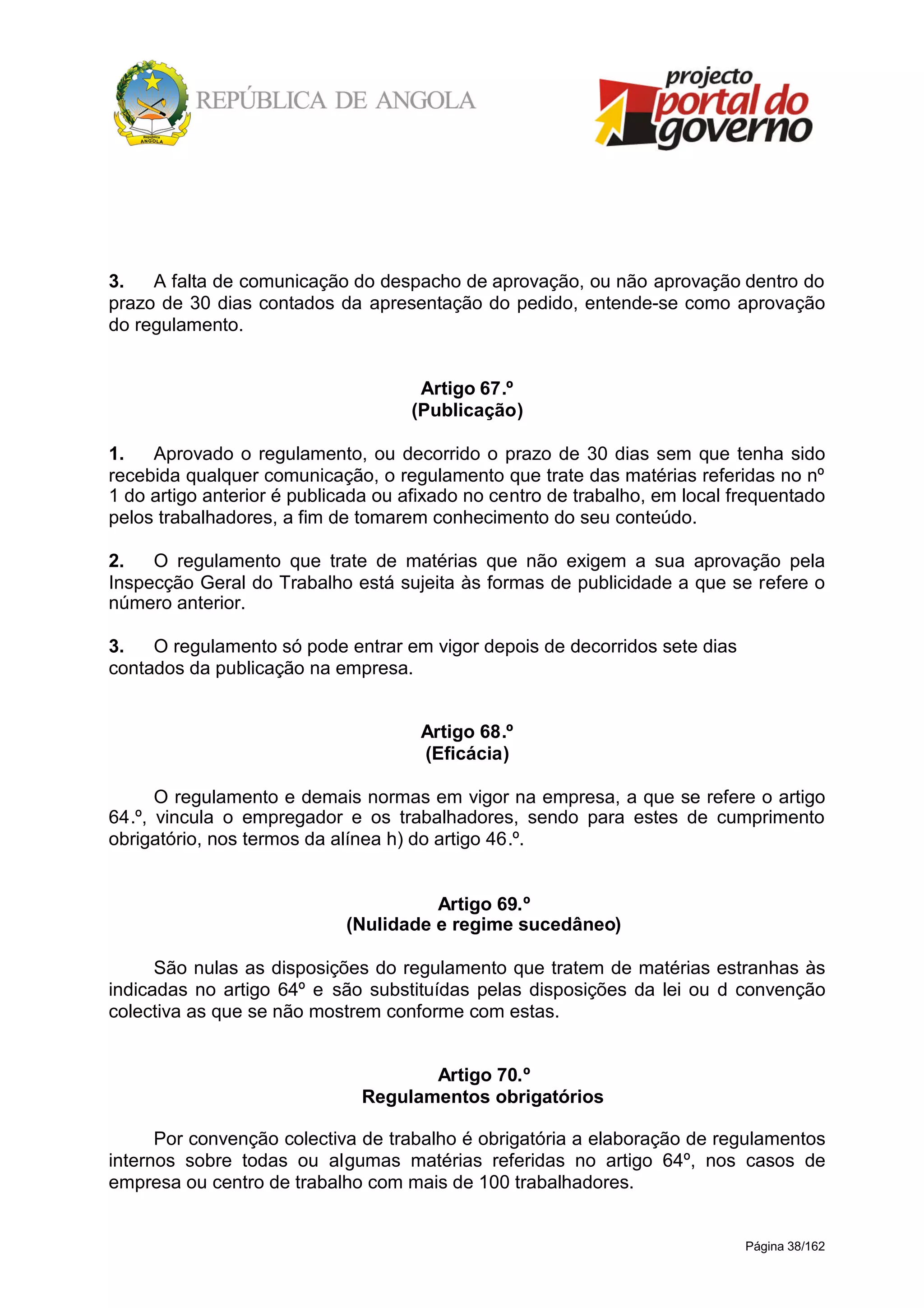 Lei geral trabalho angola | PDF
