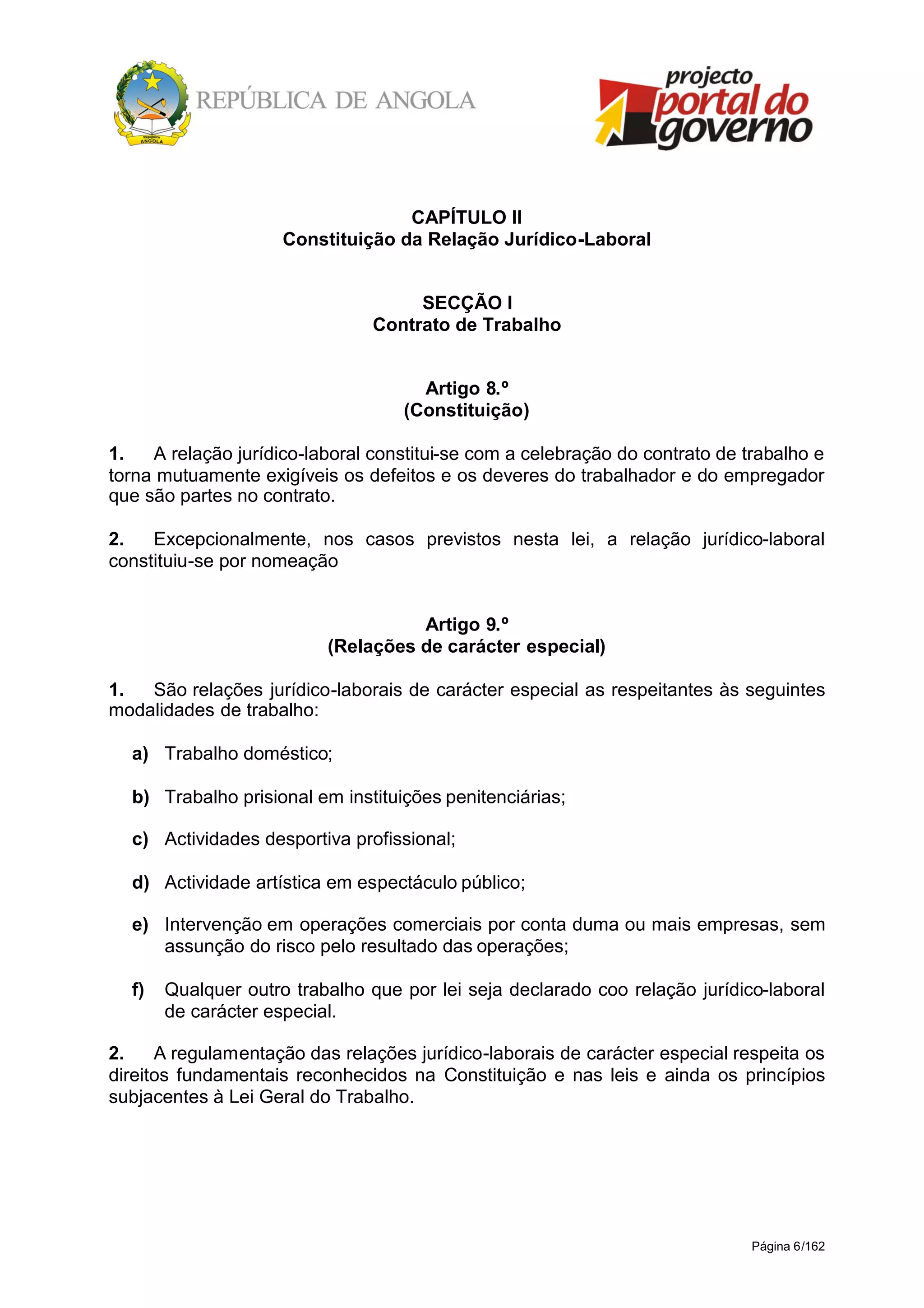 Lei geral trabalho angola | PDF