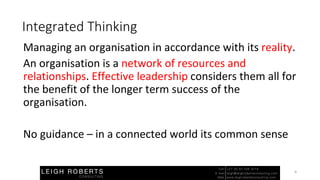 Integrated Reporting and Integrated Thinking. Leigh Roberts. | PPT