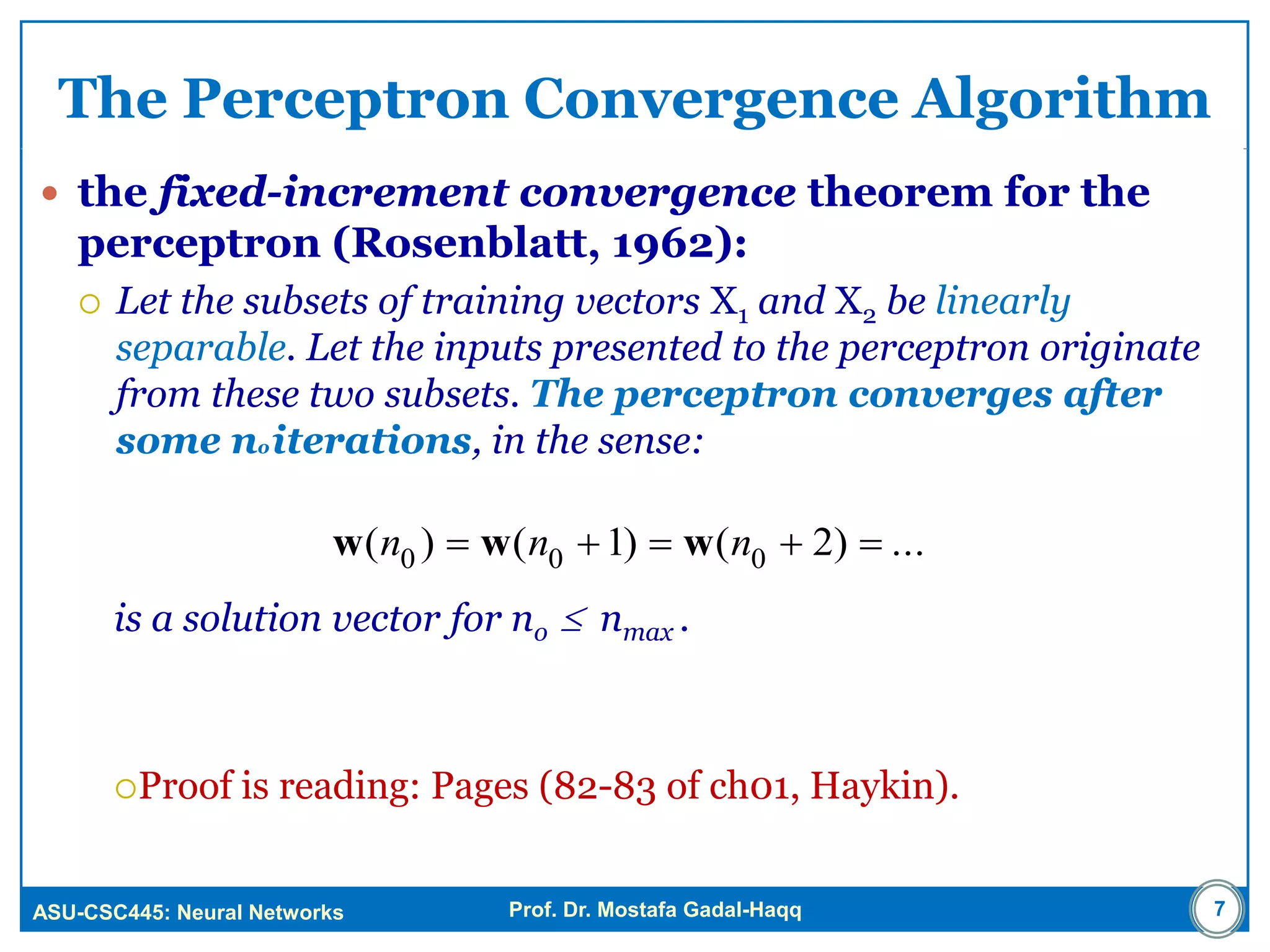 Neural Networks: Rosenblatt's Perceptron | PDF