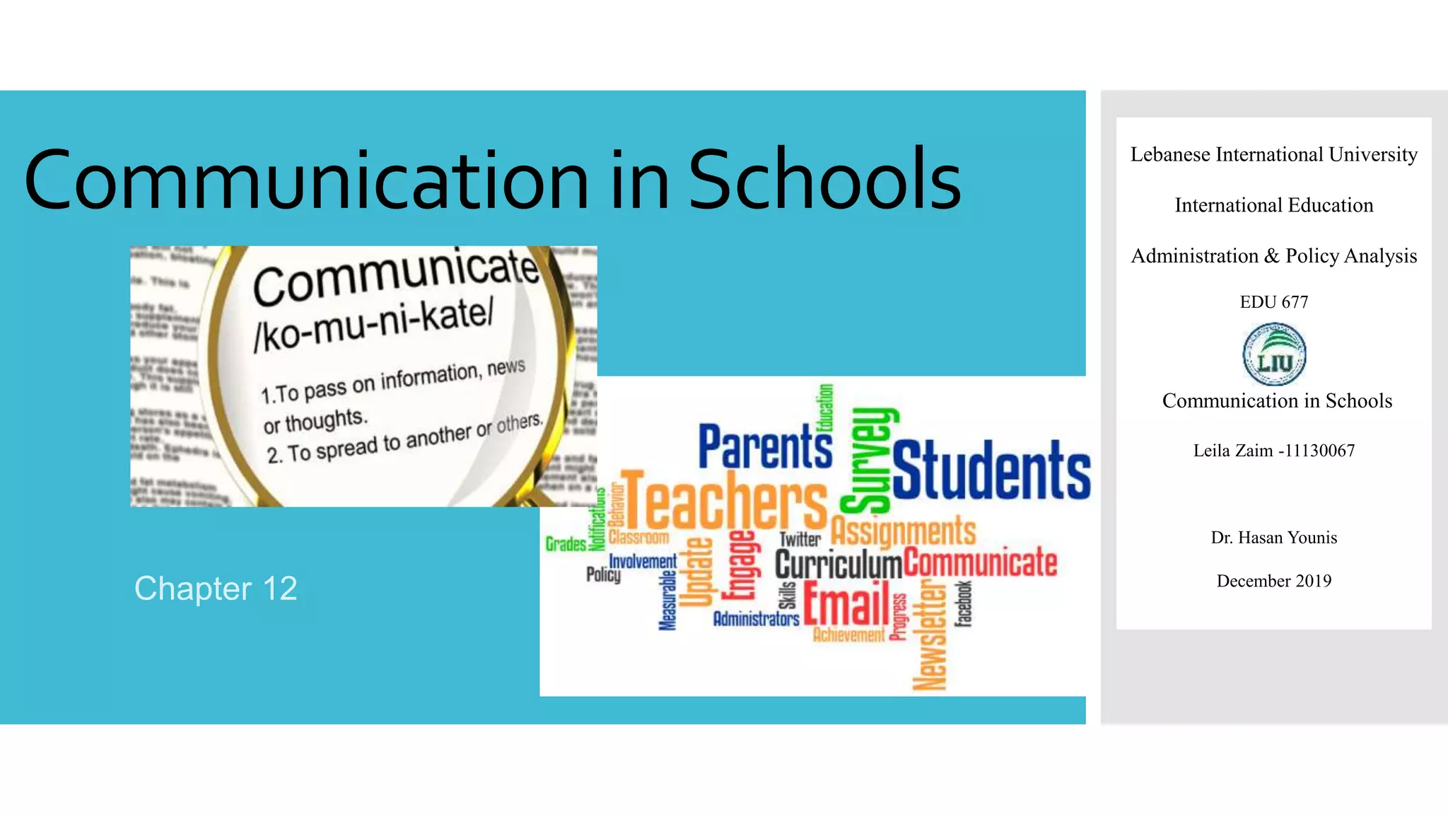 Communication in Schools EDUC677 | PPTX