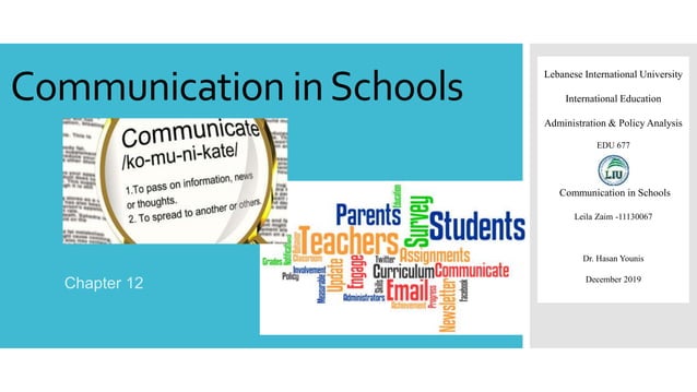 Communication in Schools EDUC677 | PPTX | Education