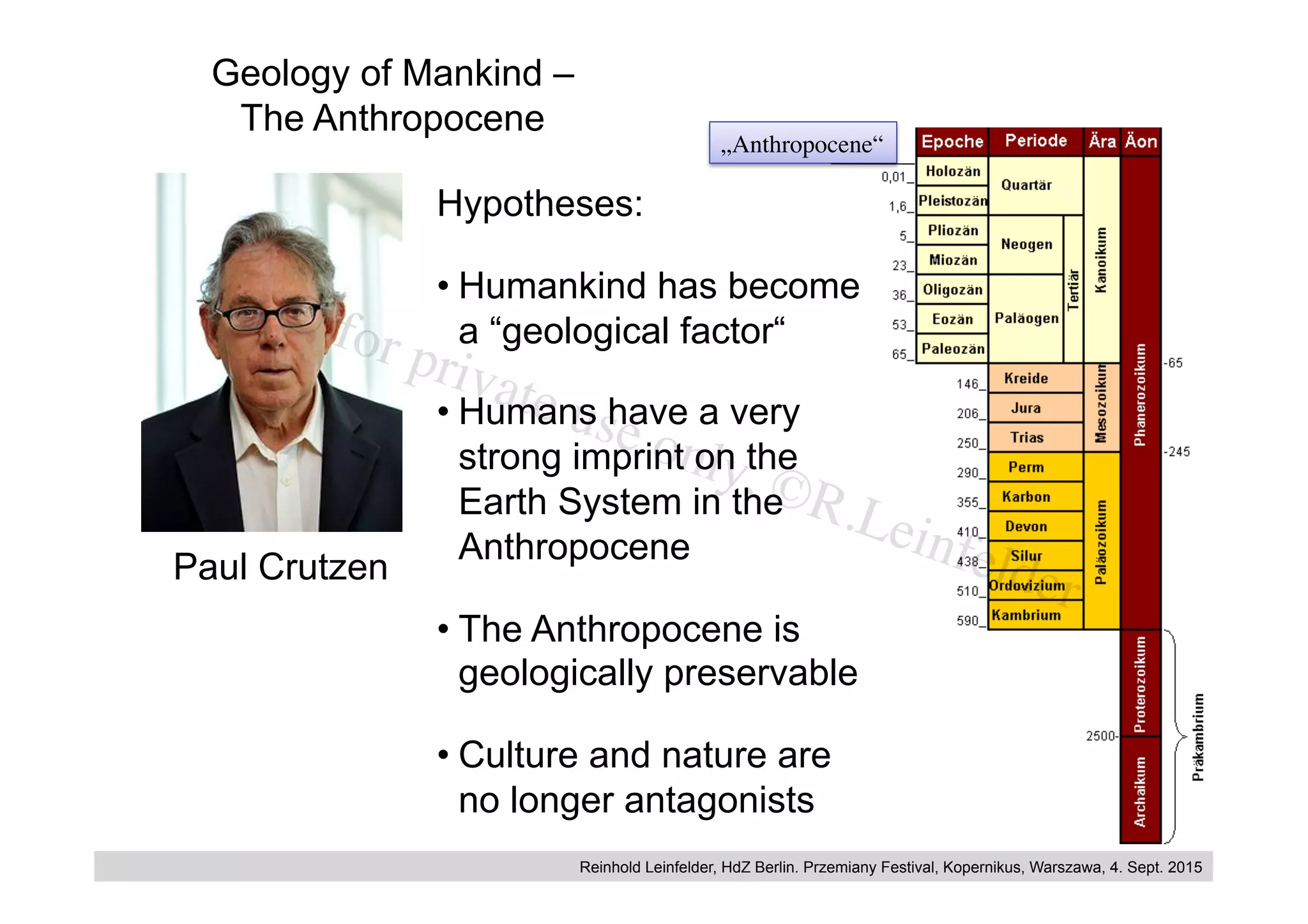 Welcome to the Anthropocene, by Reinhold Leinfelder | PPT