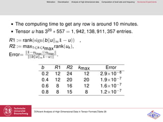 Efficient Analysis of high-dimensional data in tensor formats | PPT
