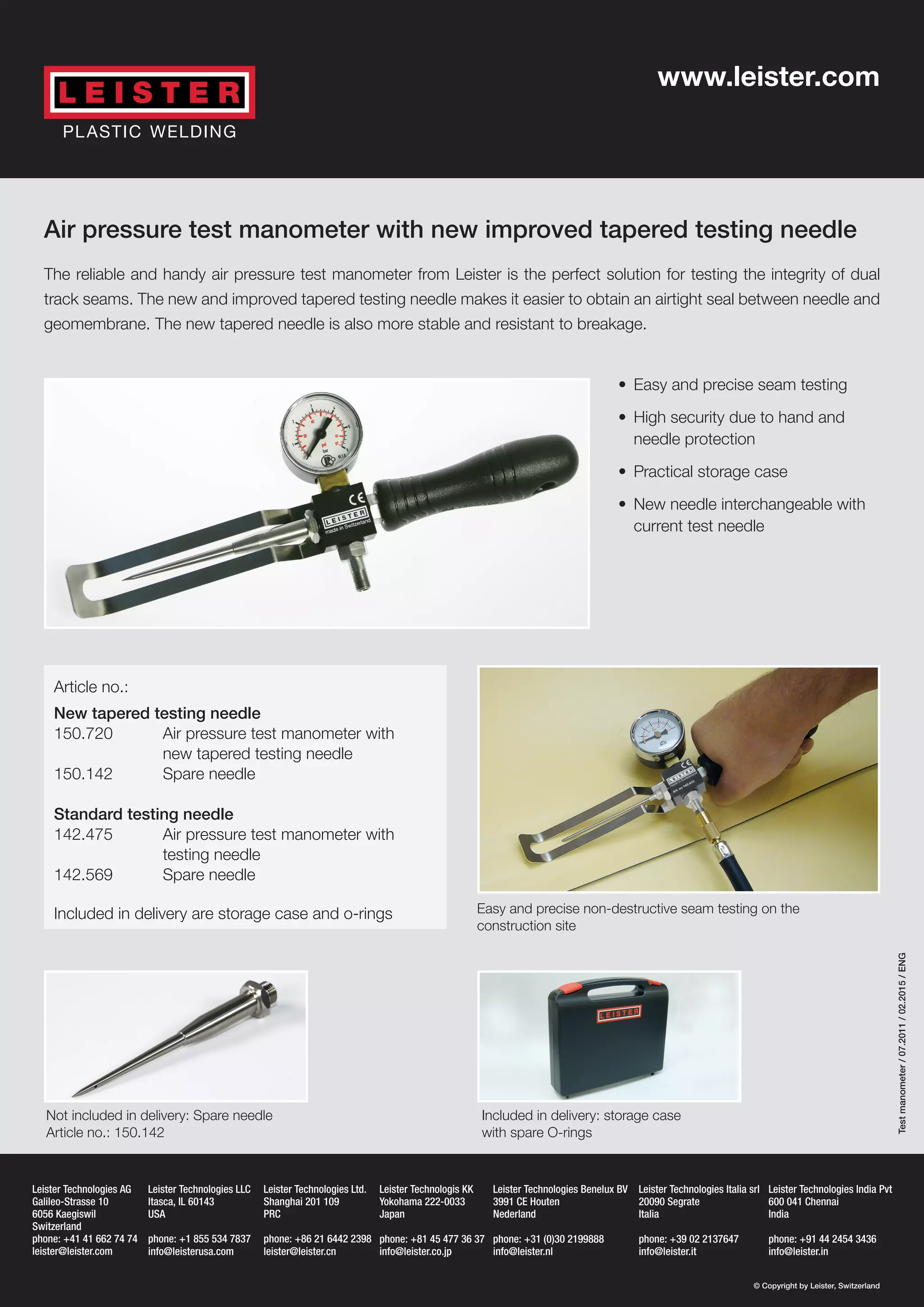 Leister plastic welding-lf_test manometer with tapered needle | PDF