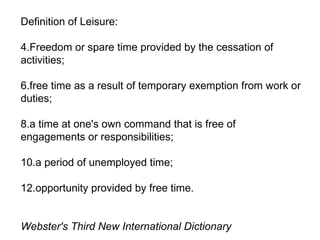 Leisure introduction | PPT