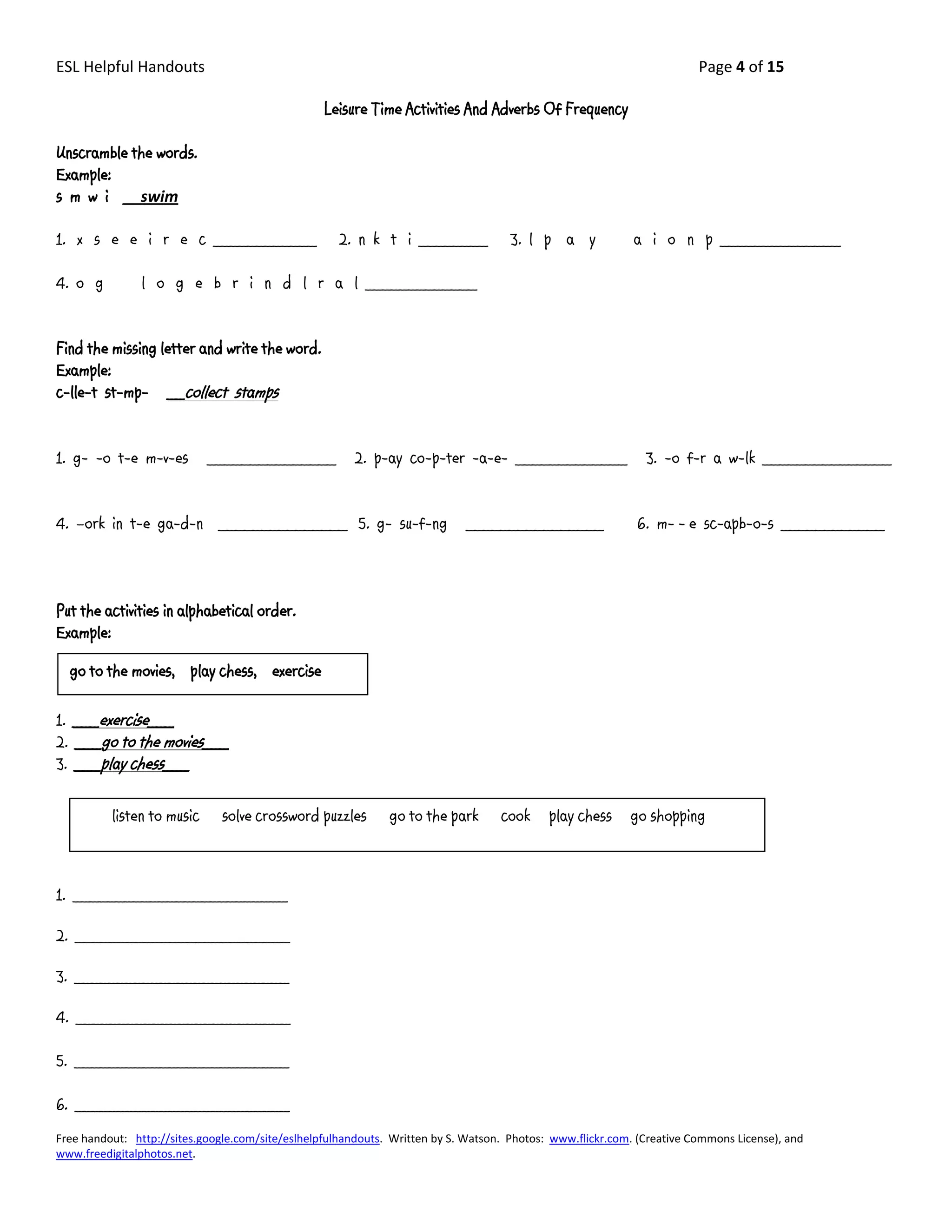 Leisure time activities and adverbs of frequency | PDF