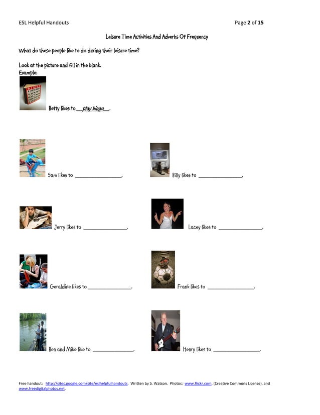 Leisure time activities and adverbs of frequency | PDF | Board Games ...