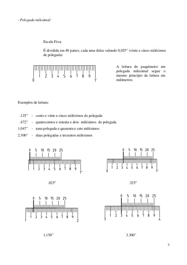Leitura de Polegada no Paquímetro