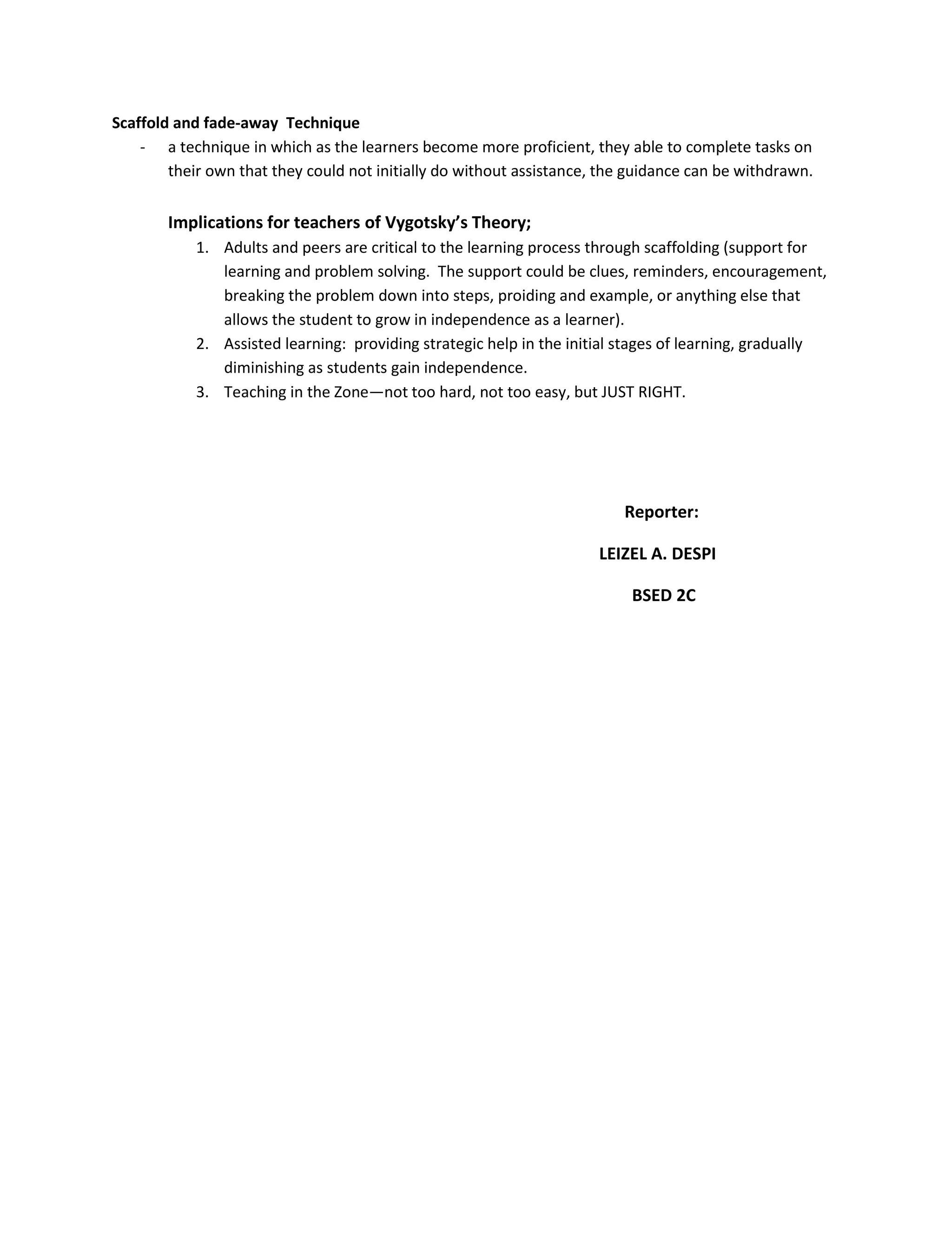 LEV VYGOTSKY SOCIO-CULTURAL THEORY OF DEVELOPMENT | DOCX