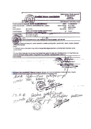 Mile Damjanov: falsifikovani lekarski nalaz | PDF