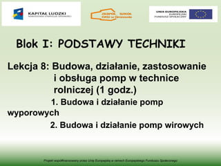 Blok I Lekcja 8 Budowa i działanie pomp | PPTX