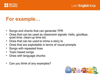 Teaching songs and games for English learners | PPT