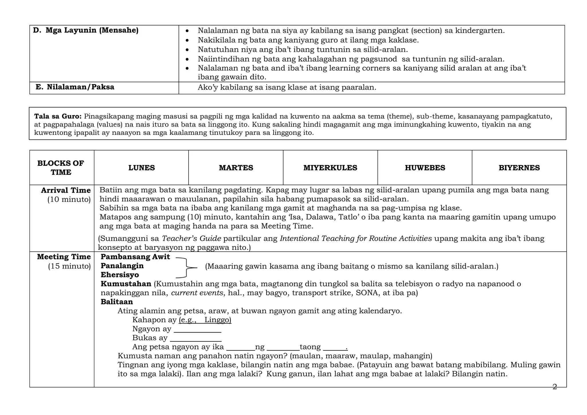 Kinder 1 Weekly Lesson Deped Lesson Exem | PDF