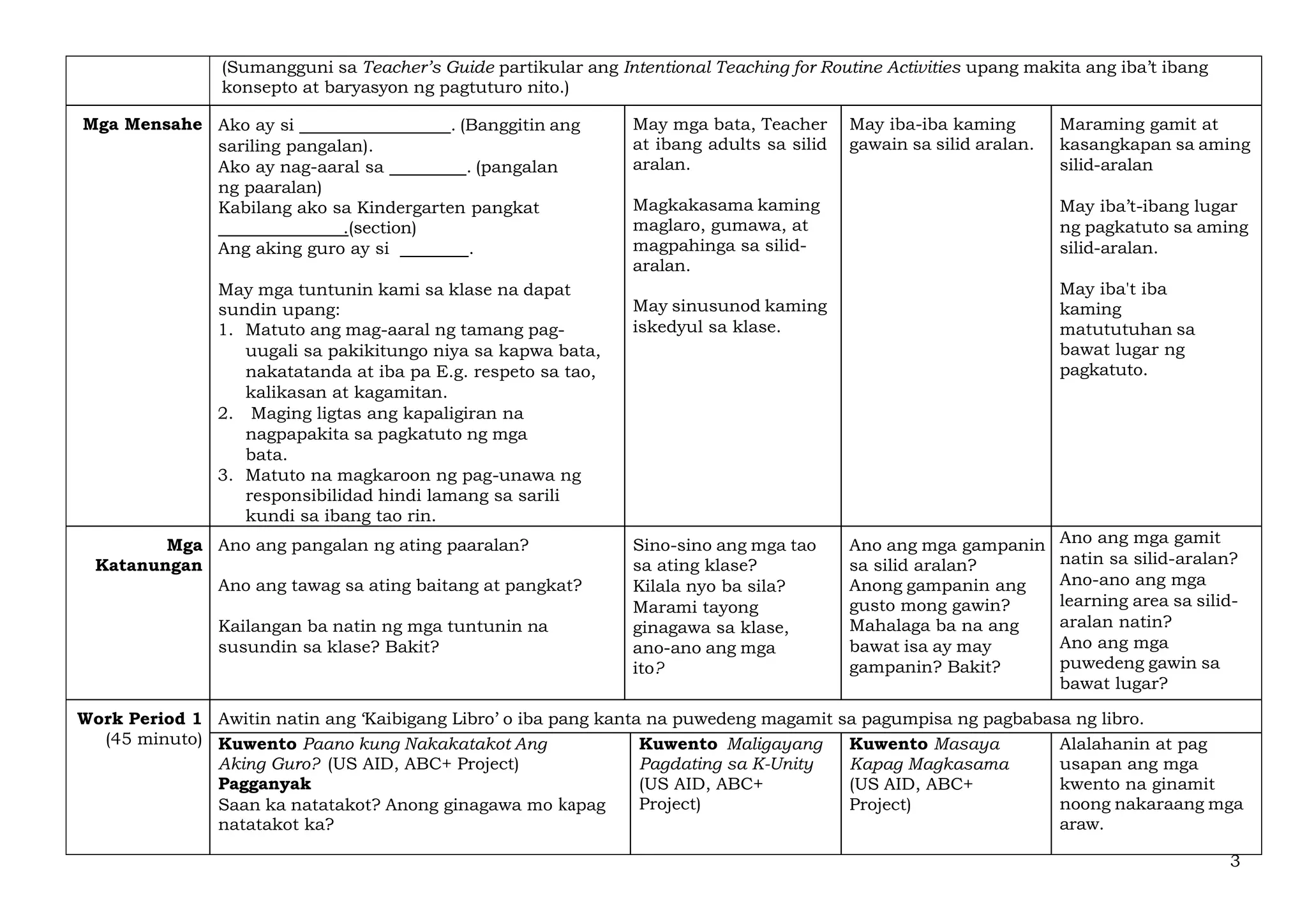 Kinder 1 Weekly Lesson Deped Lesson Exem | PDF