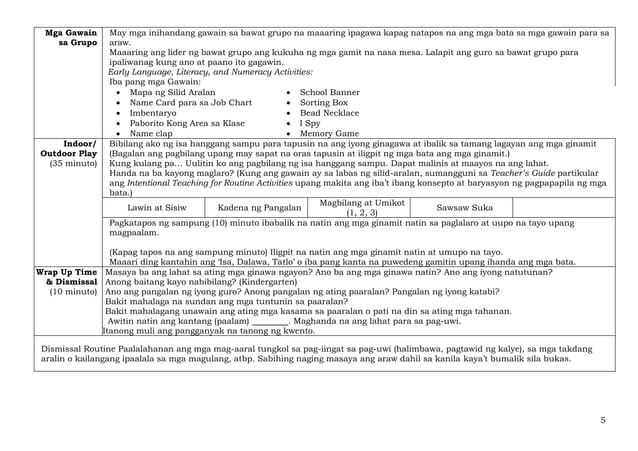 Kinder 1 Weekly Lesson Deped Lesson Exem | PDF