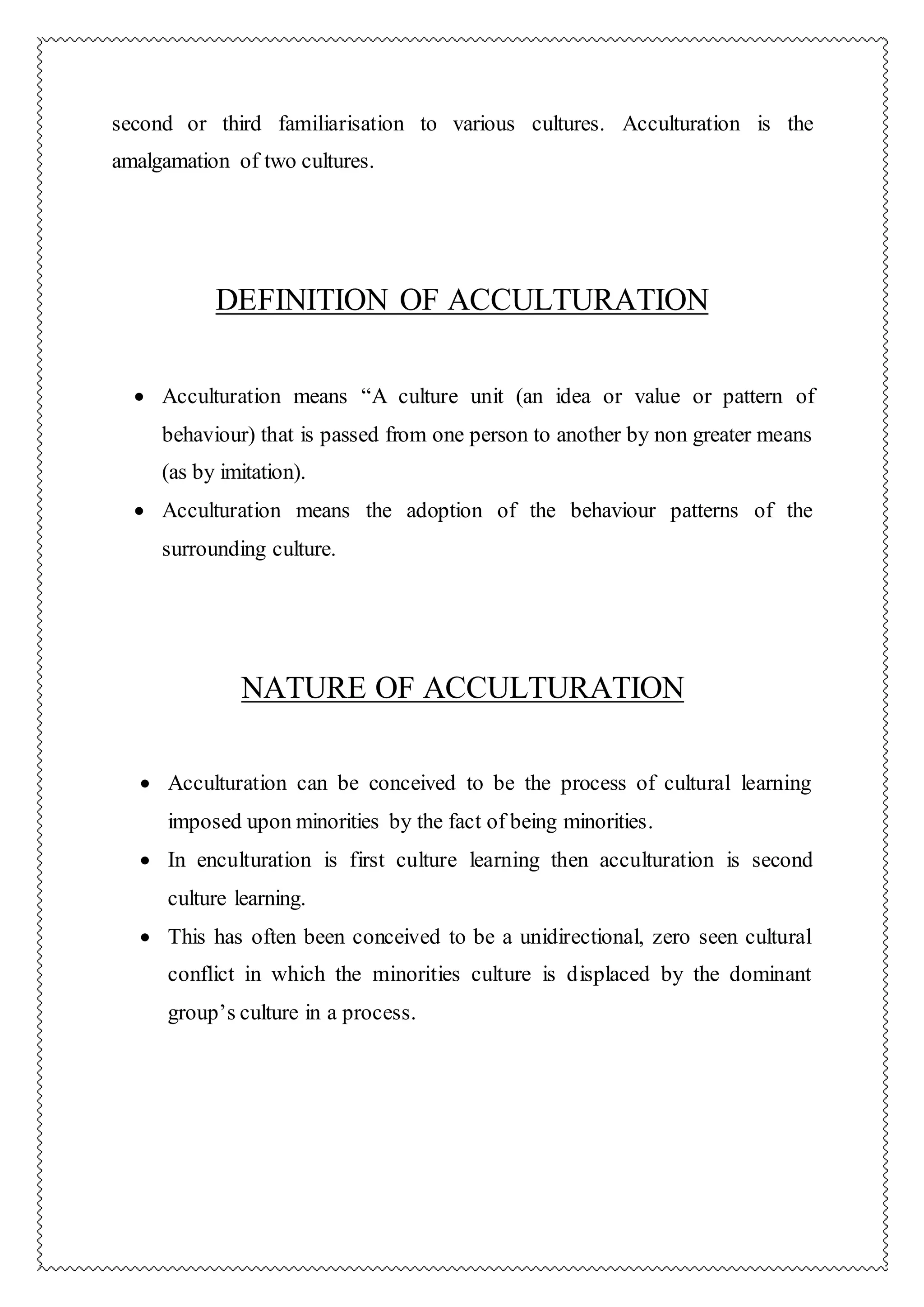 Acculturation and Enculturation assignment | DOCX