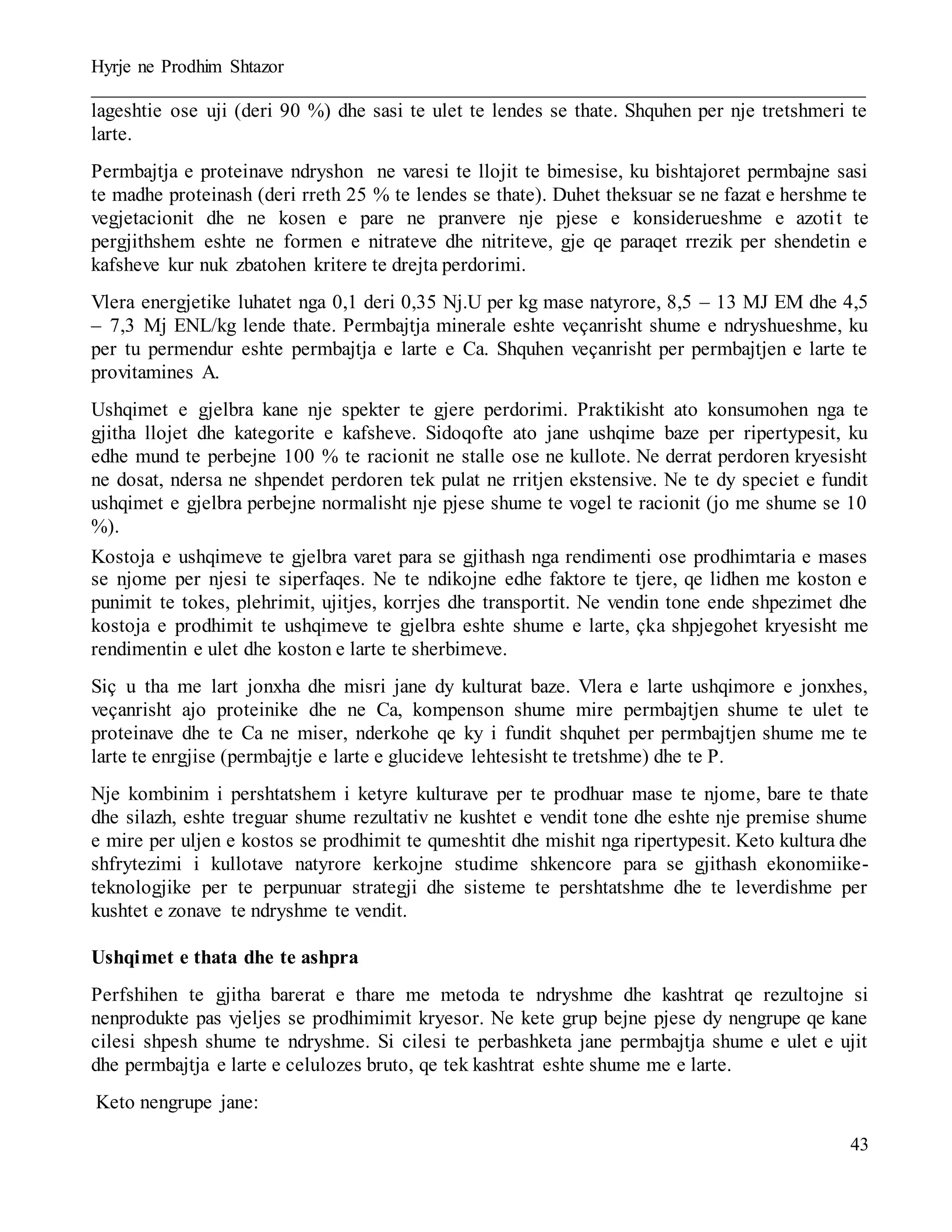 Leksione prodhimi shtazor 1 | DOCX