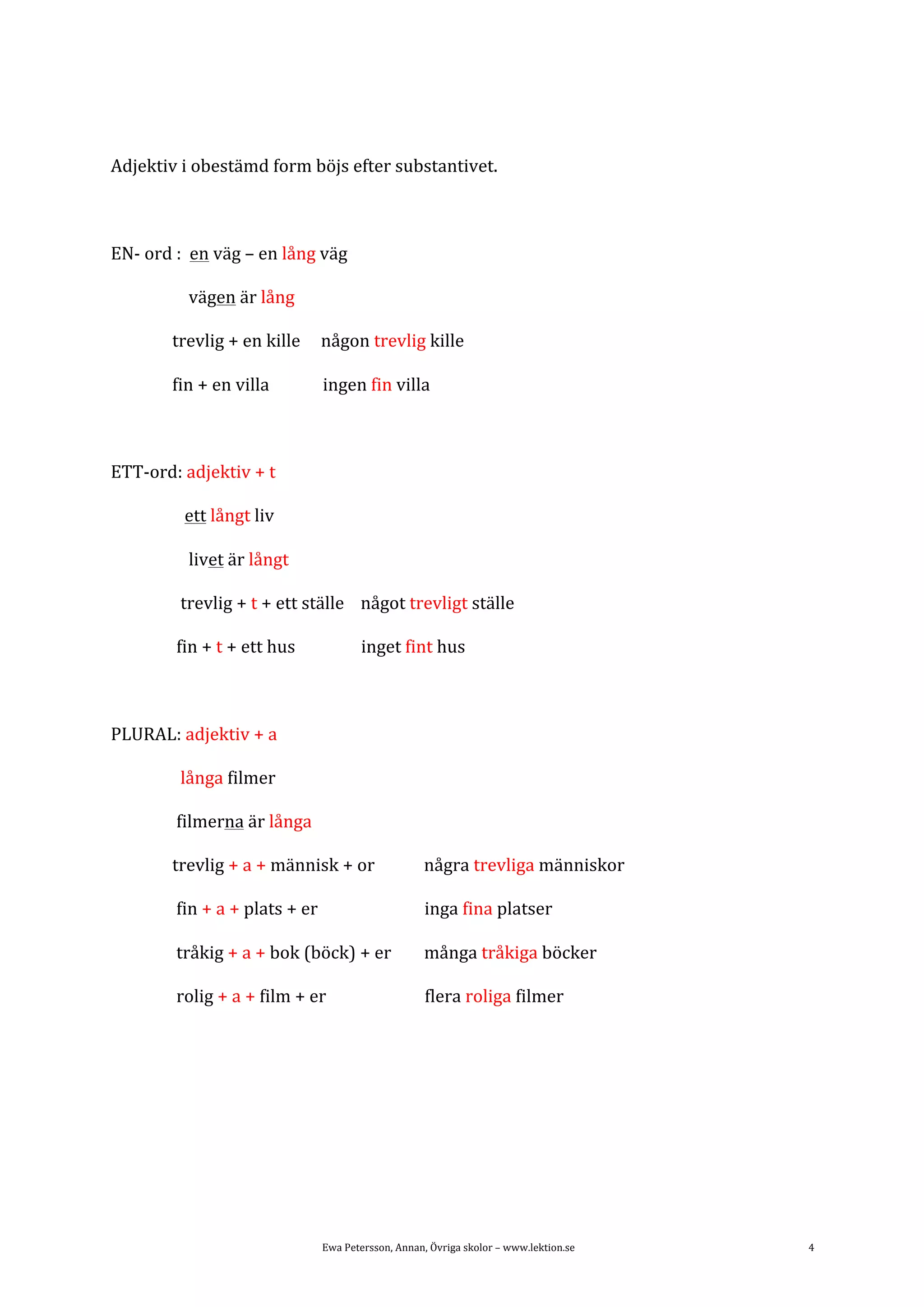 Lektion se 27865_adjektiv | PDF | Homework and Study | Education