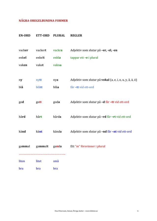 Lektion se 27865_adjektiv | PDF | Homework and Study | Education