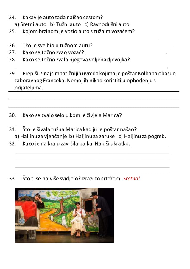 Lektirni listic - Poštarska bajka | DOCX