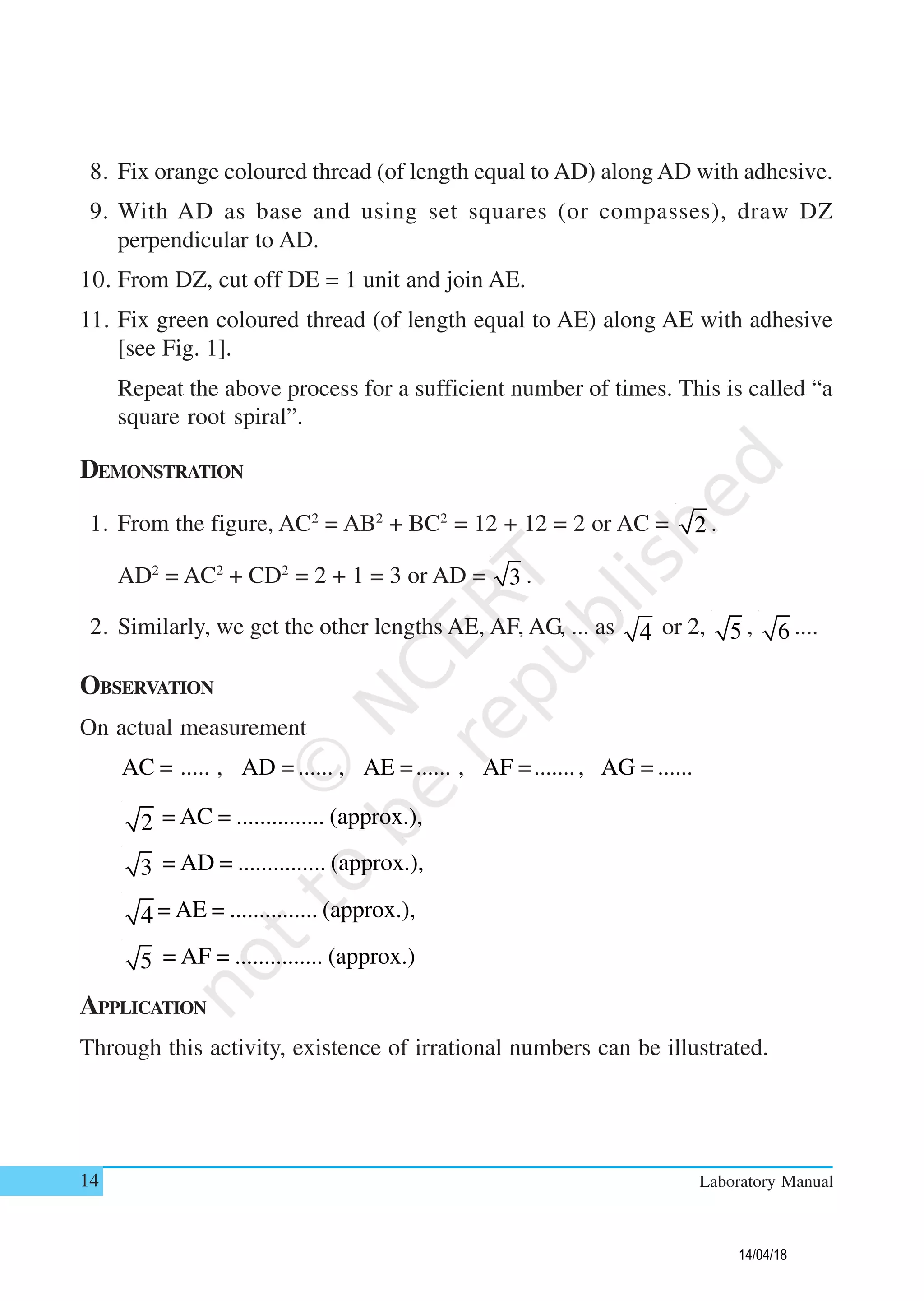 Maths Practical Activities Class 9 Pdf