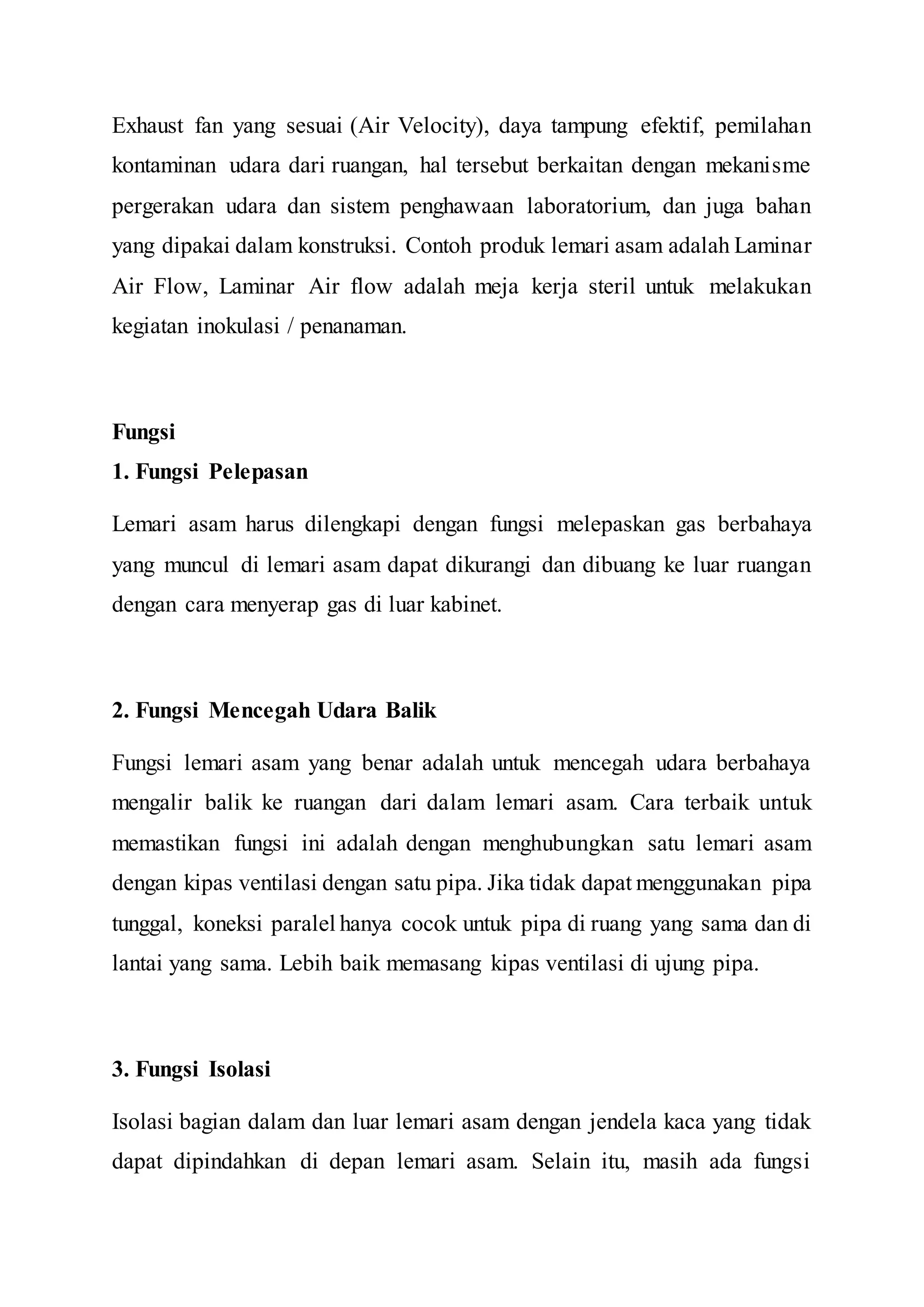 Lemari asam laboratorium | DOCX