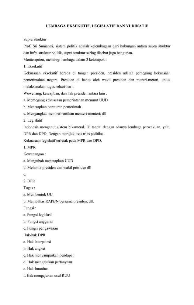 Lembaga eksekutif, legislatif dan yudikatif | PDF