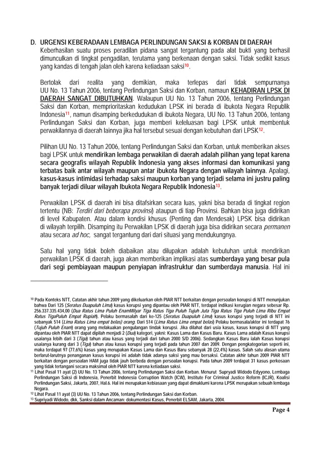 Lembaga Perlindungan Saksi & Korban di Daerah | PDF