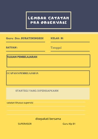 lembar-catatan-pra-observasi teman sejawat | PDF