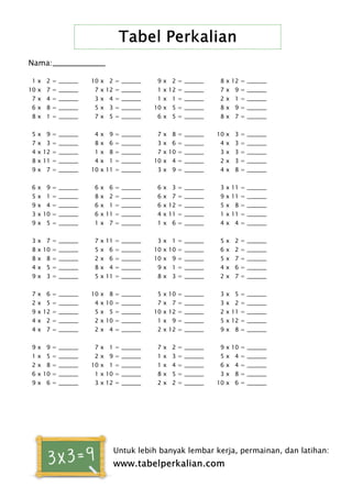 Lembar Kerja Operasi Matematika Perkalian | PDF