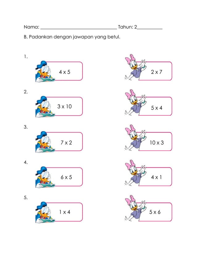 Lembaran Kerja Darab, Bahagi dan Pecahan Tahun 2
