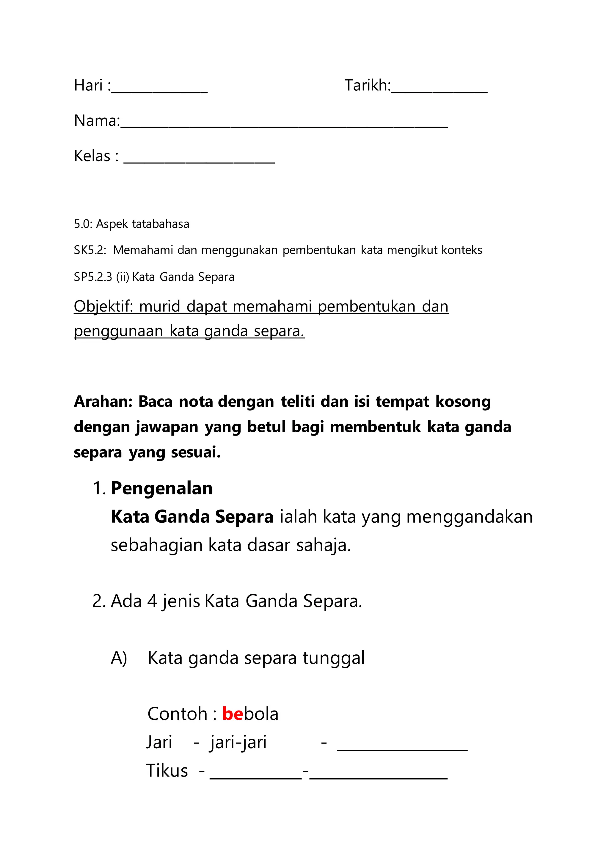 Kata Ganda Separa SK5.2 SP5.2.3 | PDF