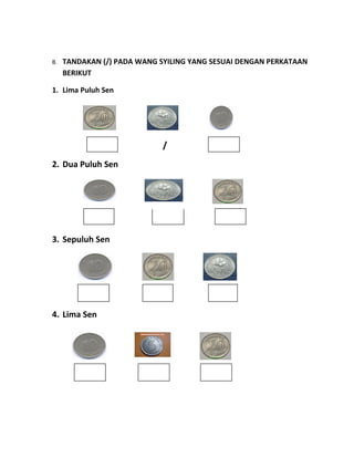 Lembaran kerja numerasi mata wang | DOC