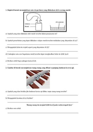Lembaran Kerja Sains Tahun 5 - 8.1 Suhu dan Haba | DOCX
