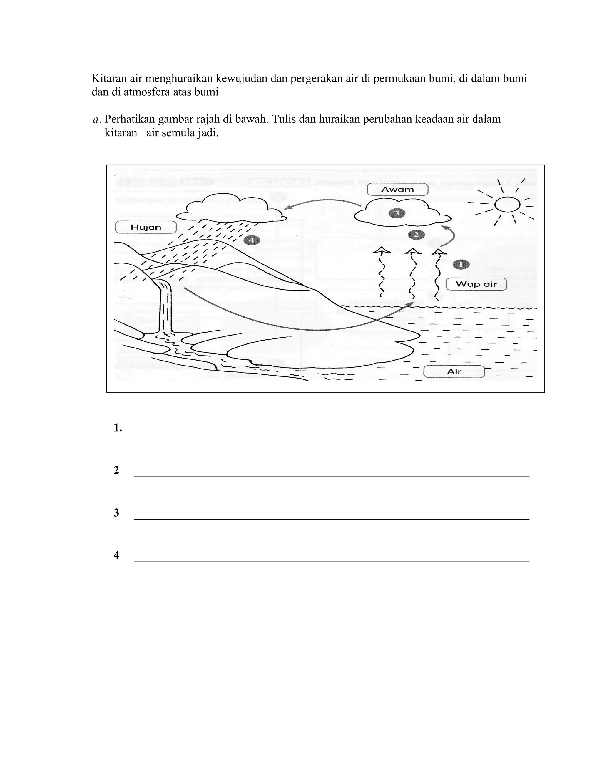Lembaran Kerja Sains Tahun 5 - 9.3 Kitaran Air Semulajadi | DOC