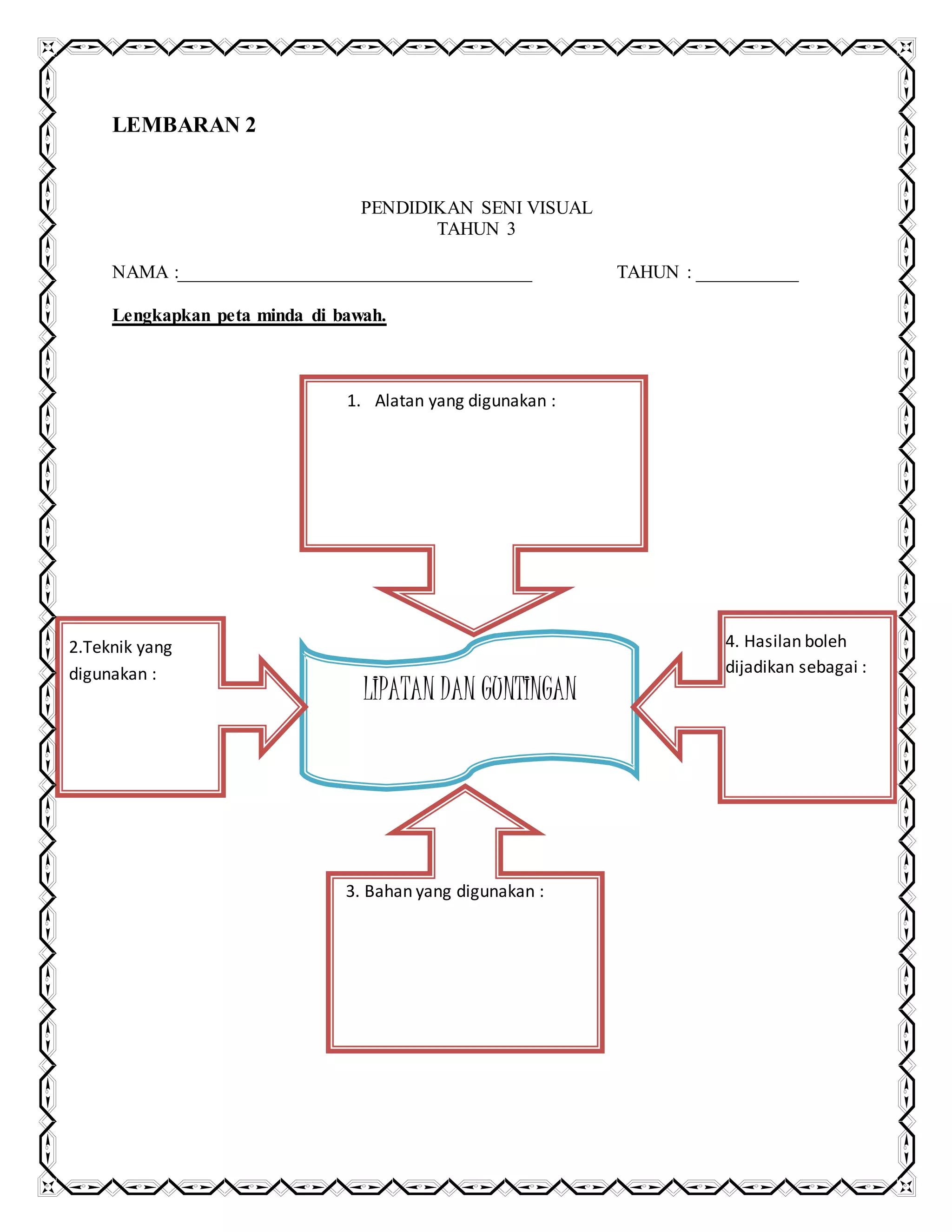 Lembaran pendidikan seni visual lipatan dan guntingan | DOCX