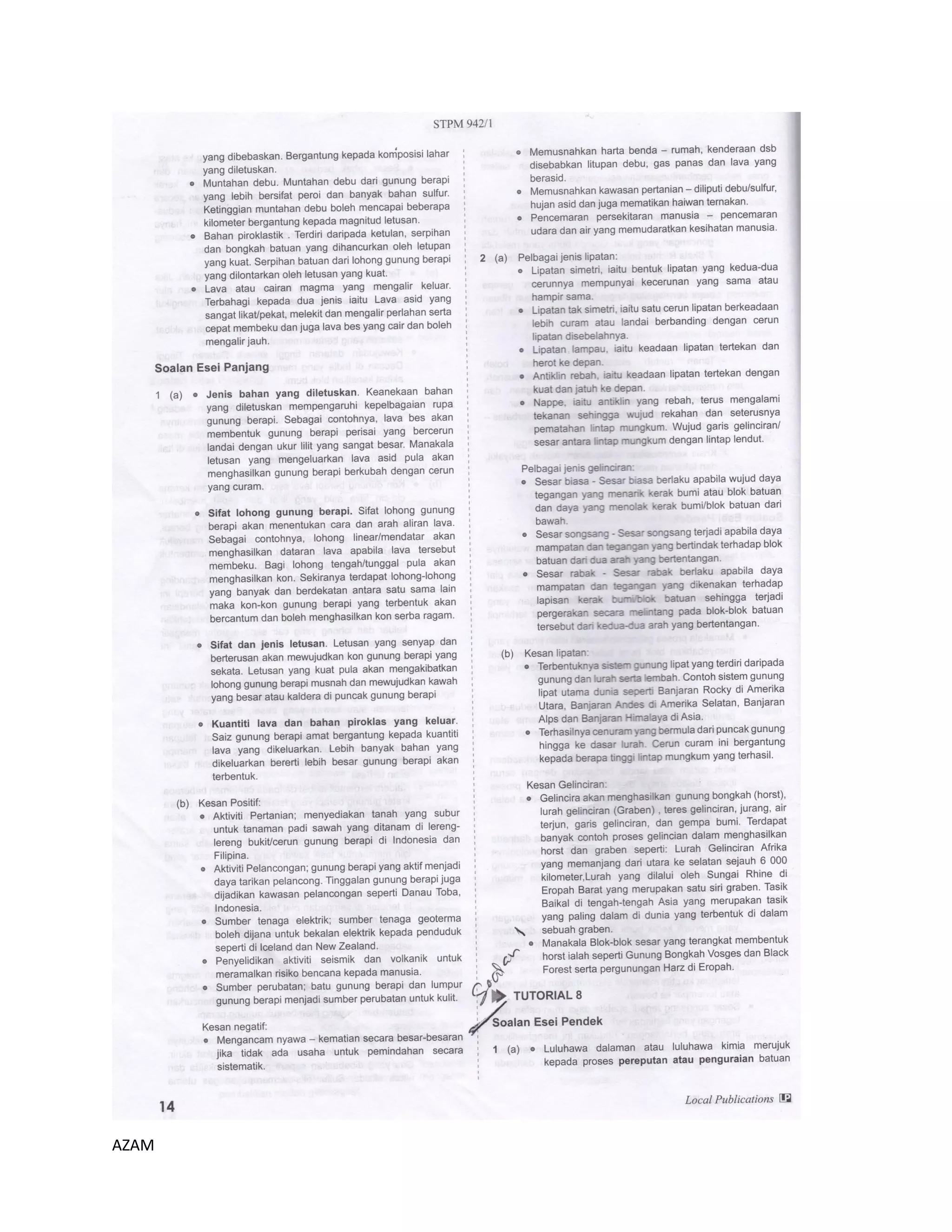 Skema jawapan STPM Lembaran praktis ( LP ) geo sem 1 | PDF