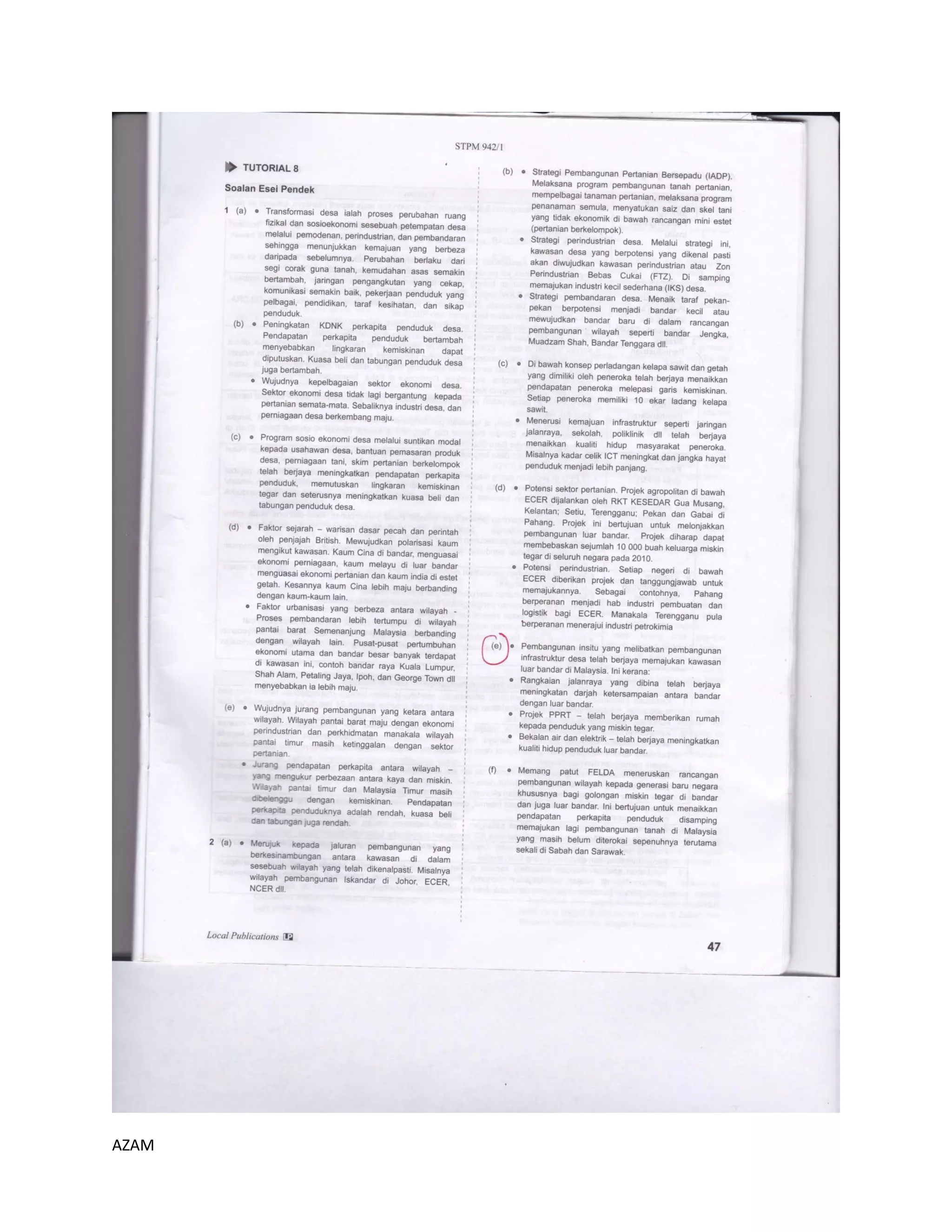 Skema jawapan STPM Lembaran praktis ( LP ) geo sem 1 | PDF