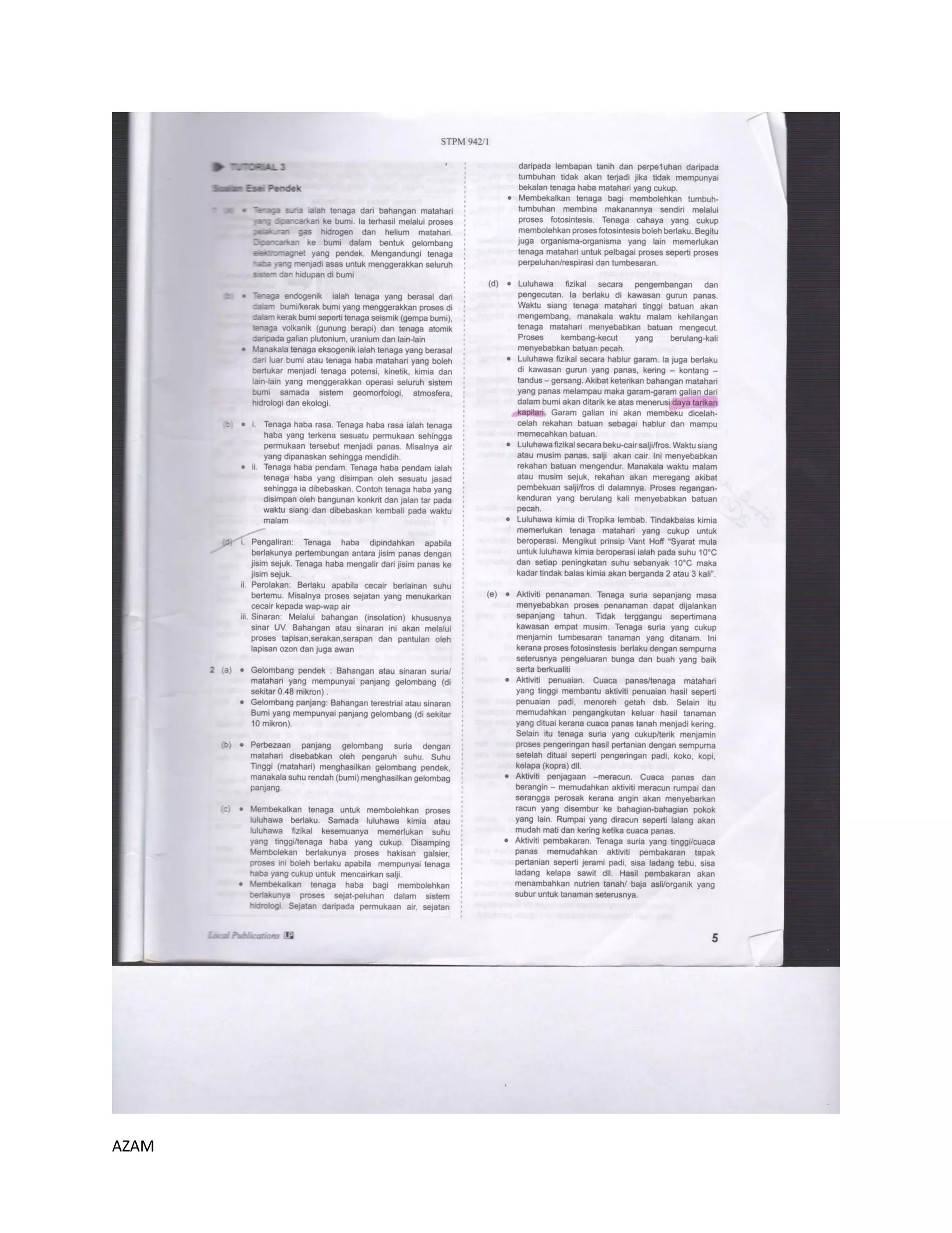 Skema jawapan STPM Lembaran praktis ( LP ) geo sem 1 | PDF