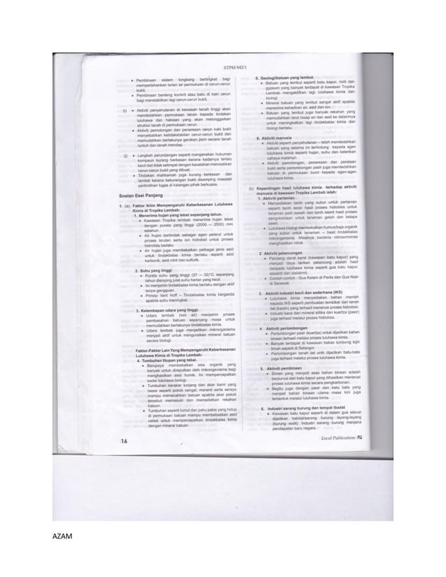 Skema jawapan STPM Lembaran praktis ( LP ) geo sem 1 | PDF | Science